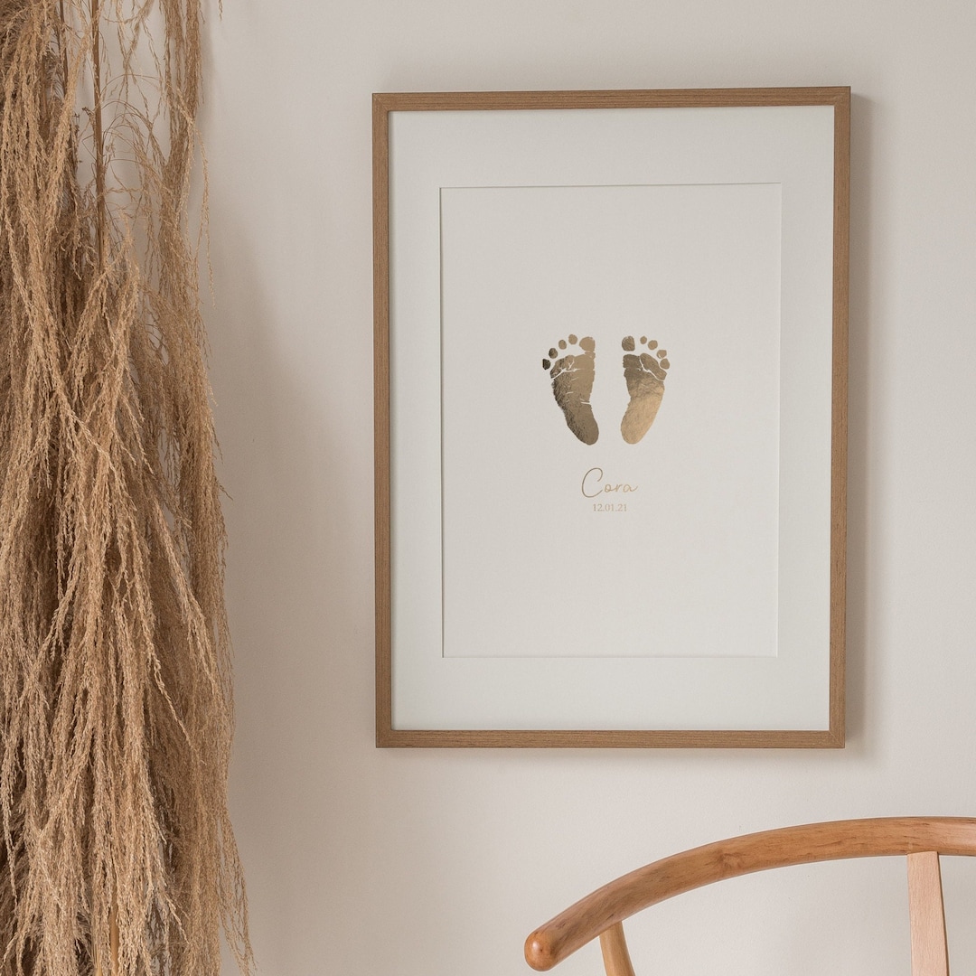 Real Foil Baby Footprint Art | Gift for Mummy Daddy | Personalised ...