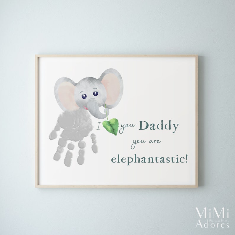 Elephant Handprint Art Craft Father's Day Daddy Dad - Etsy