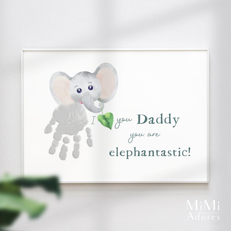 Elephant Handprint Art Craft Father's Day Daddy Dad - Etsy