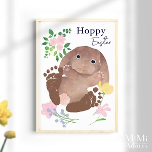 Printable Bunny Footprint Art Craft | Hoppy Happy Easter | Easter DIY ...