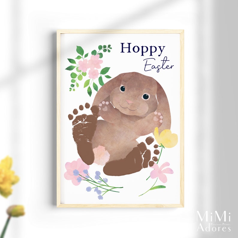 Printable Bunny Footprint Art Craft Hoppy Happy Easter - Etsy