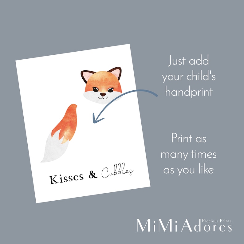 Fox Handprint Printable Kids Handprint Activity Craft - Etsy