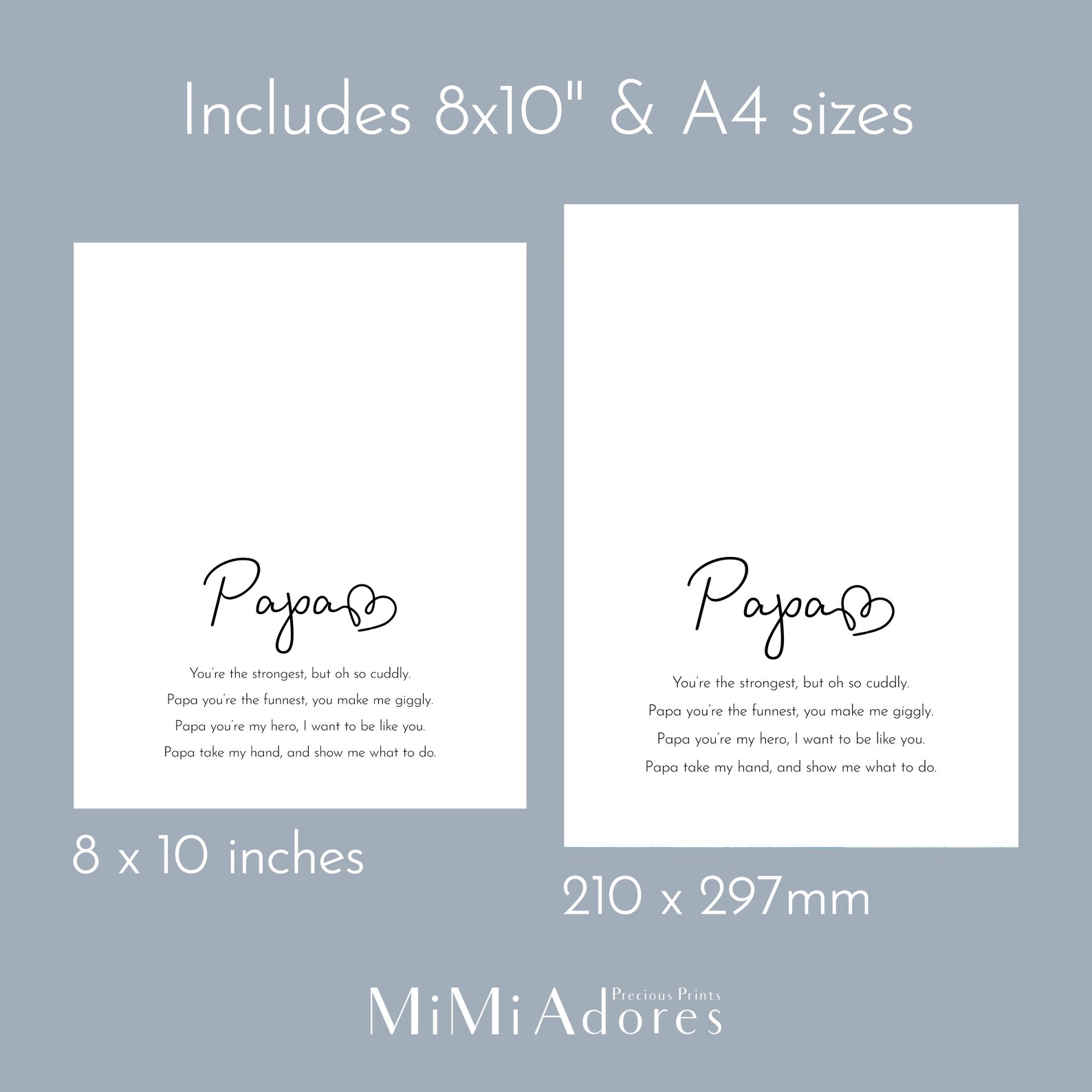 Papa Handprint Poem Fathers Day Birthday Papa Poem - Etsy