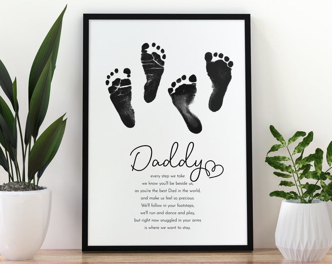Daddy, We Are Following in Your Footsteps Footprints / Art Craft Dad ...