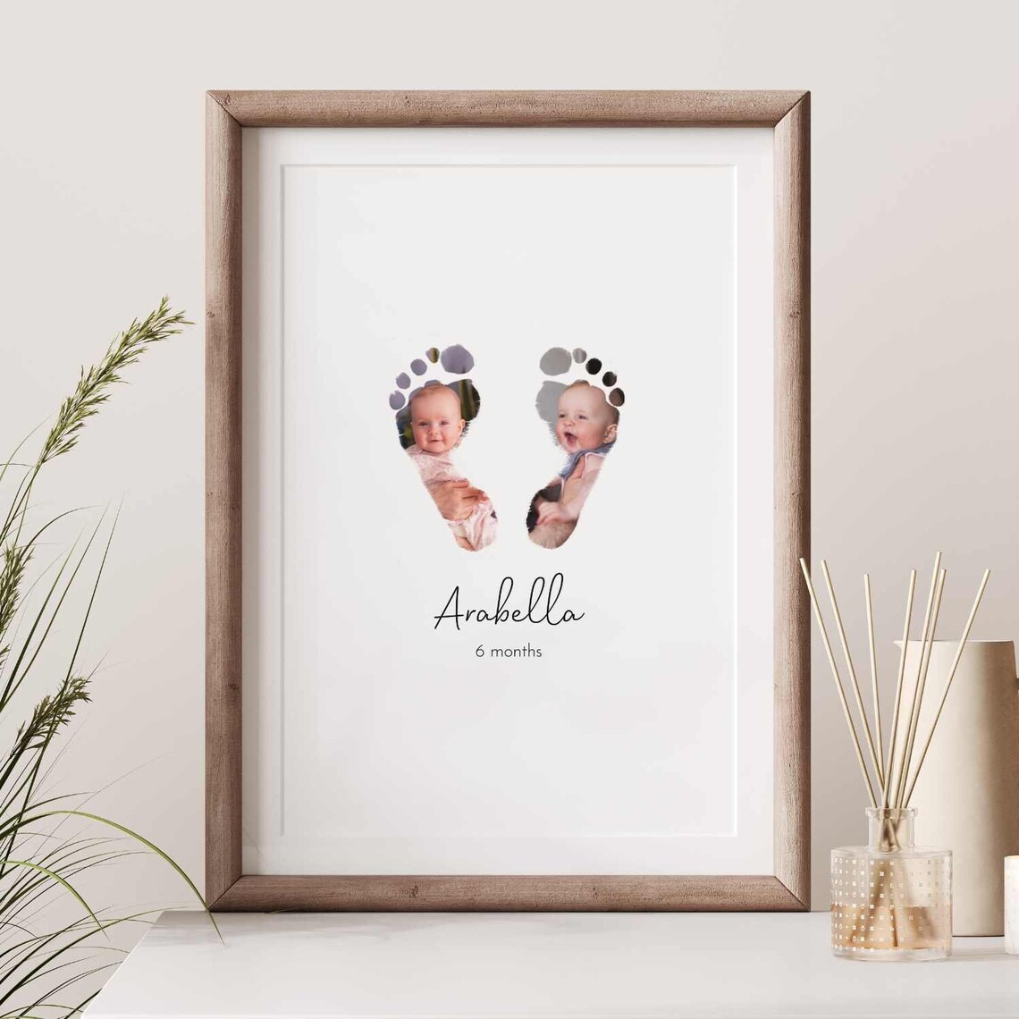 Baby Footprint Art With Baby Photo Collage | Footprint Art | New Baby ...