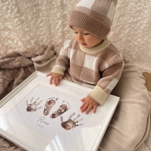 Personalised 1st Birthday Gift | Baby Handprint Footprint Art | First ...