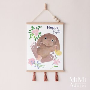Printable Bunny Footprint Art Craft | Hoppy Happy Easter | Easter DIY ...