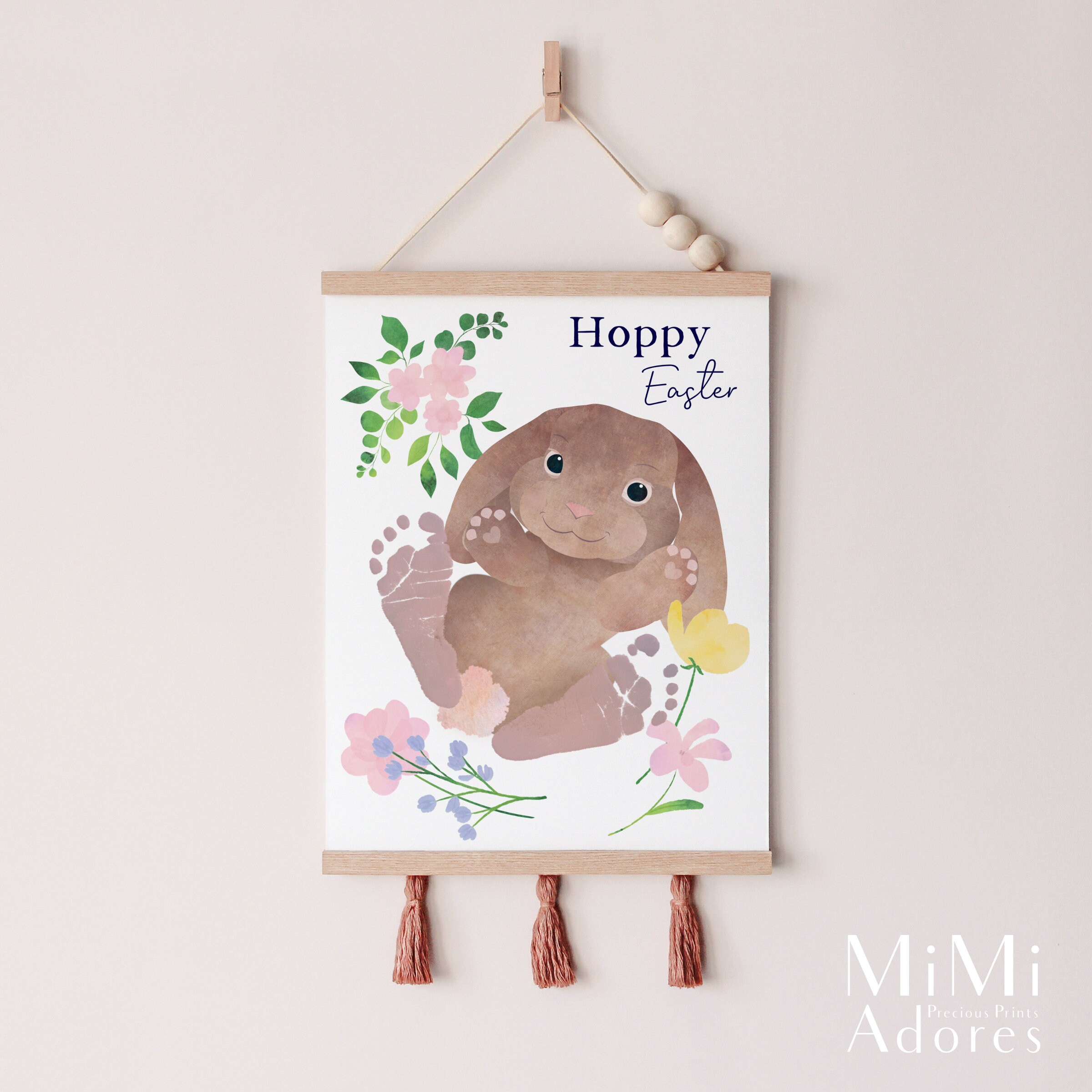 Printable Bunny Footprint Art Craft Hoppy Happy Easter - Etsy