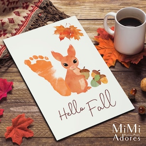 Hello Fall Squirrel Footprint Art Craft | Instant Download | Autumn ...