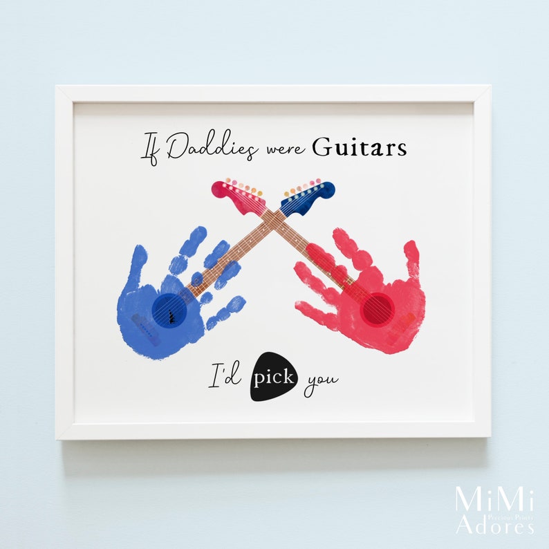 Printable Guitar Handprint Art Craft Fathers Day Daddy - Etsy