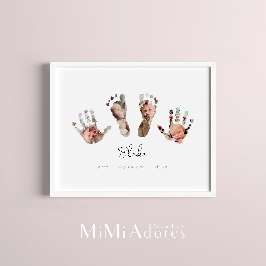 Baby Handprint Footprint Keepsake | Personalised Nursery Decor ...
