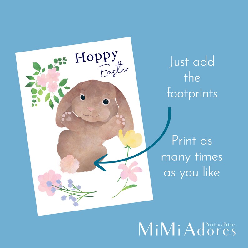 Printable Bunny Footprint Art Craft Hoppy Happy Easter - Etsy