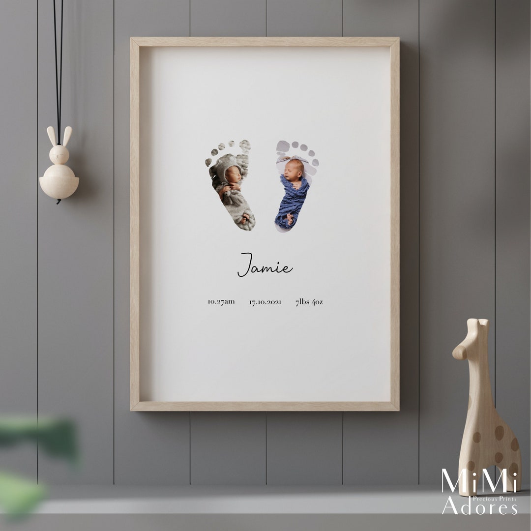 Baby Footprint Art With Baby Photo Collage | Footprint Art | New Baby ...