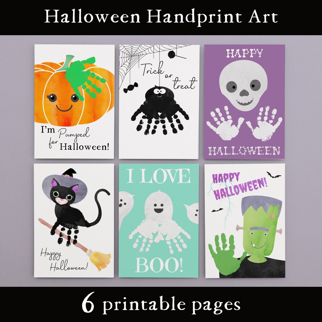 Halloween Handprint Art Craft | Halloween Preschool | Printable Craft ...
