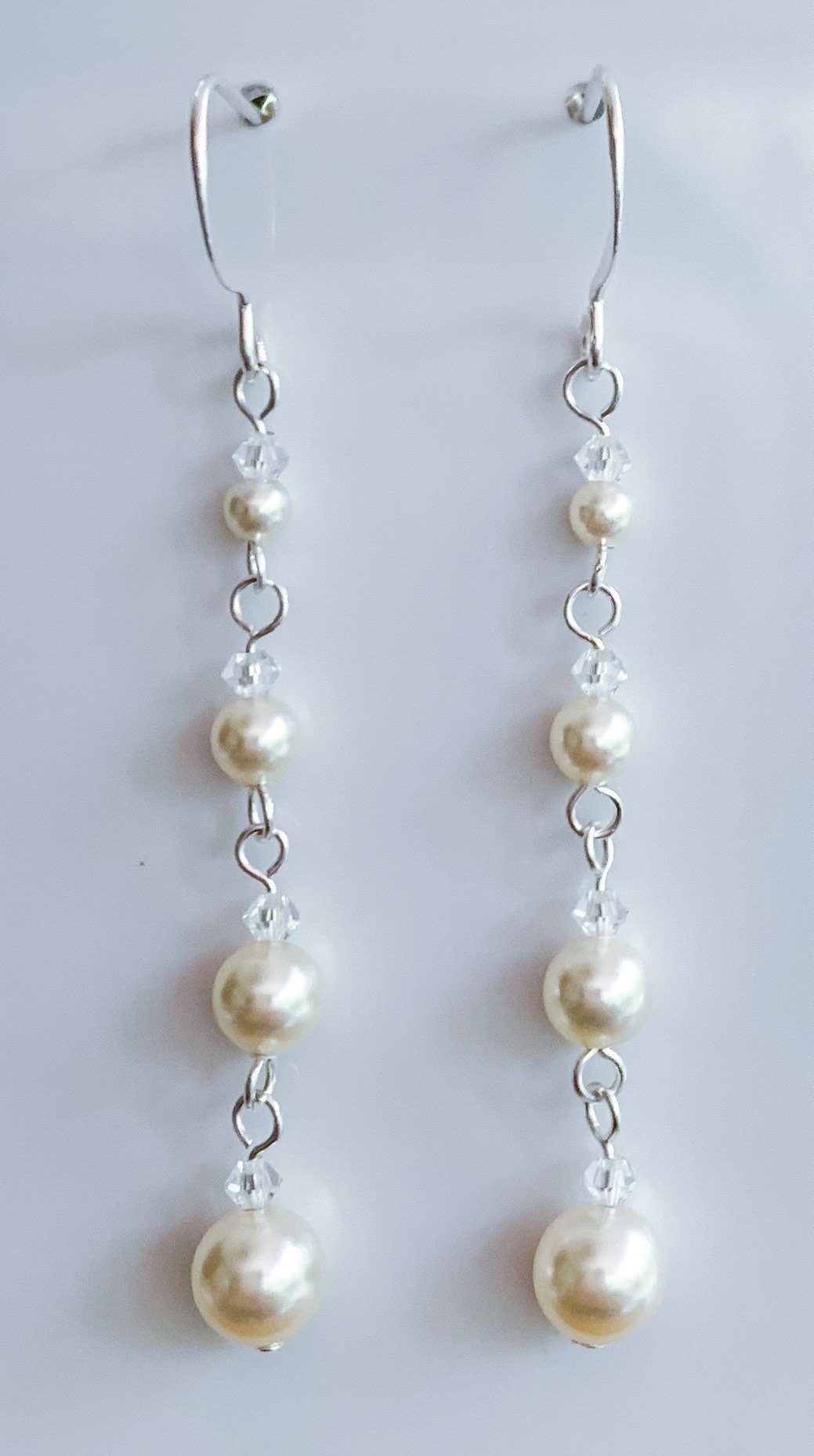 White Pearl Bead Earrings. Silver Statement Earrings. Dangle Drop ...