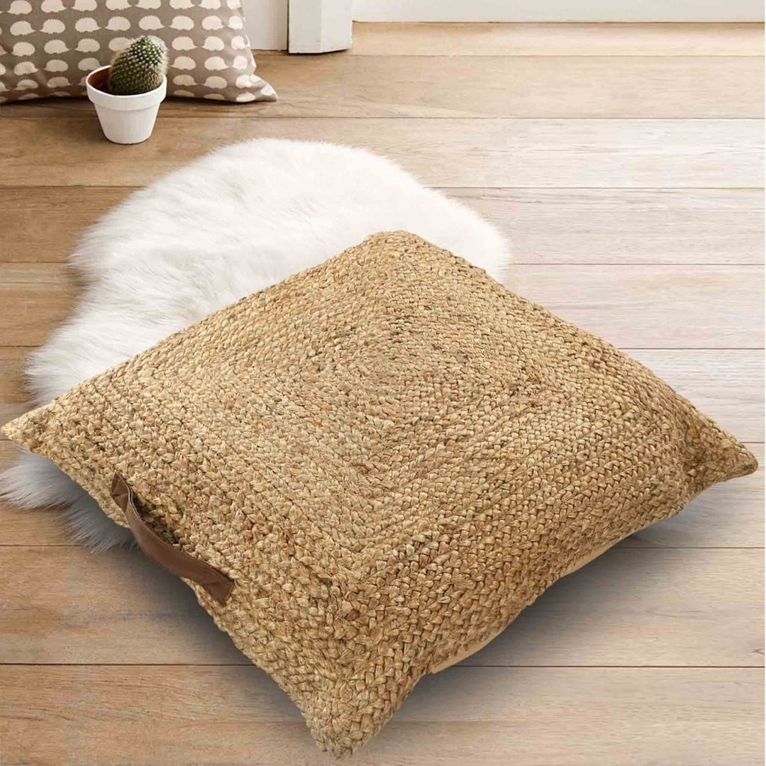 Hand Braided Jute Square Pillow Home Décor Handwoven Boho - Etsy