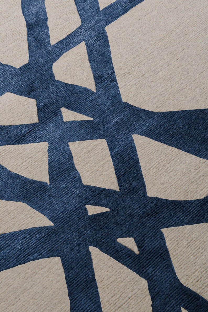 Gold & White Stroke Lines Handmade Wool Rug Luxury Rug Area - Etsy