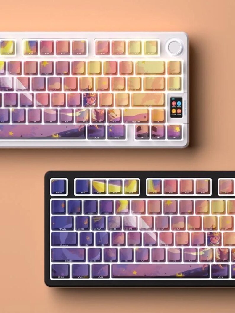 135 Keys Van Gogh Keycaps Translucent PBT Double Shot Side Print Shine ...