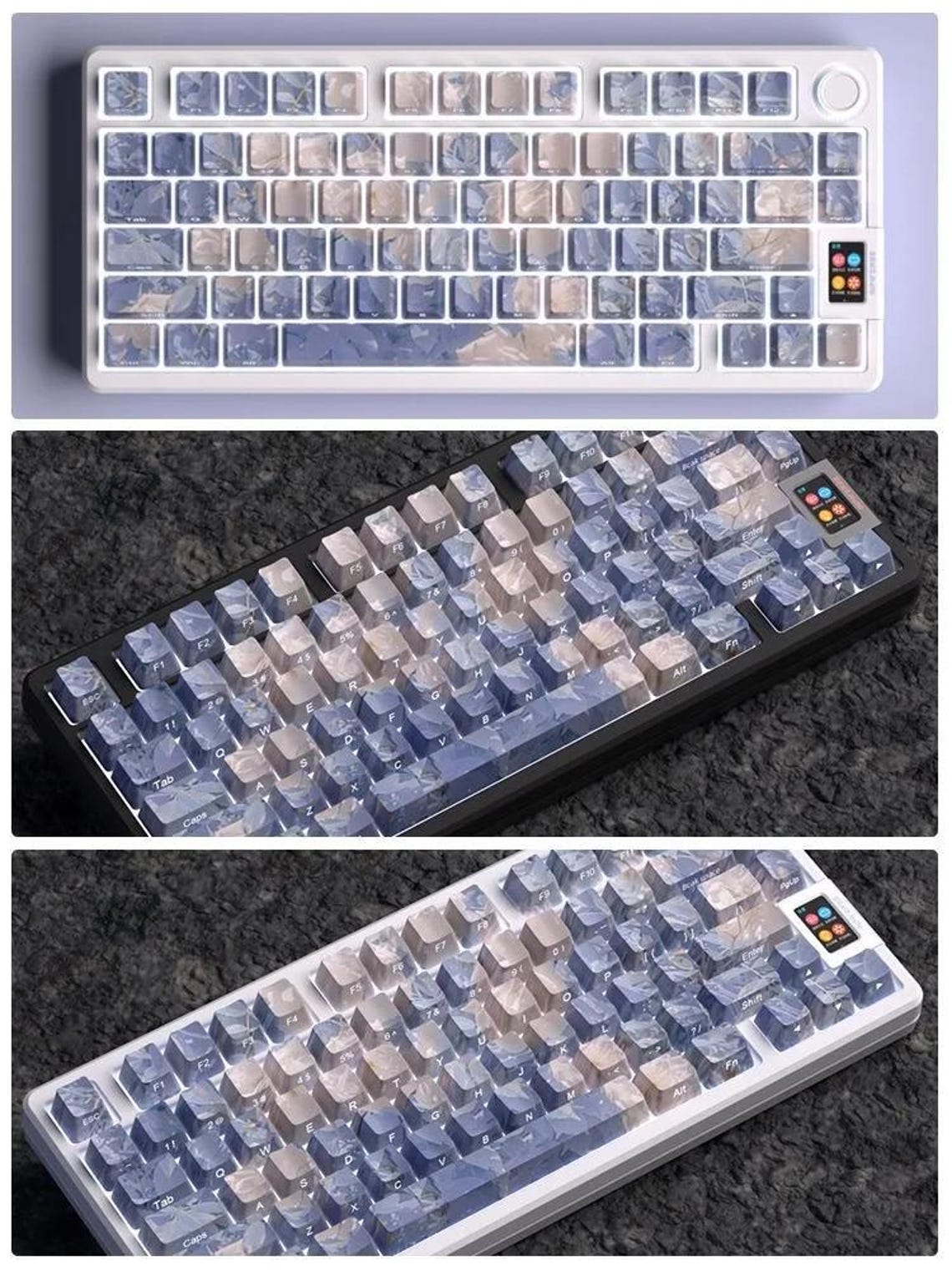 135 Keys Van Gogh Keycaps Translucent PBT Double Shot Side Print Shine ...
