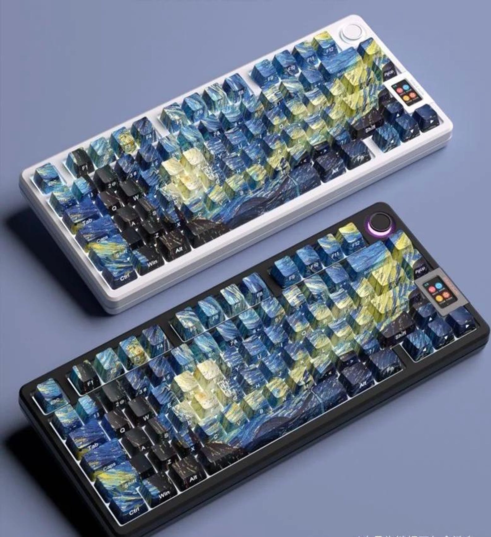135 Keys Van Gogh Keycaps Translucent PBT Double Shot Side Print Shine ...