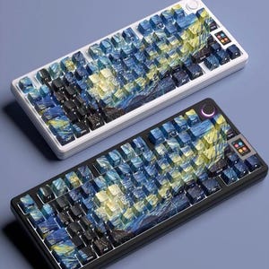 135 Keys Van Gogh Keycaps Translucent PBT Double Shot Side Print Shine ...