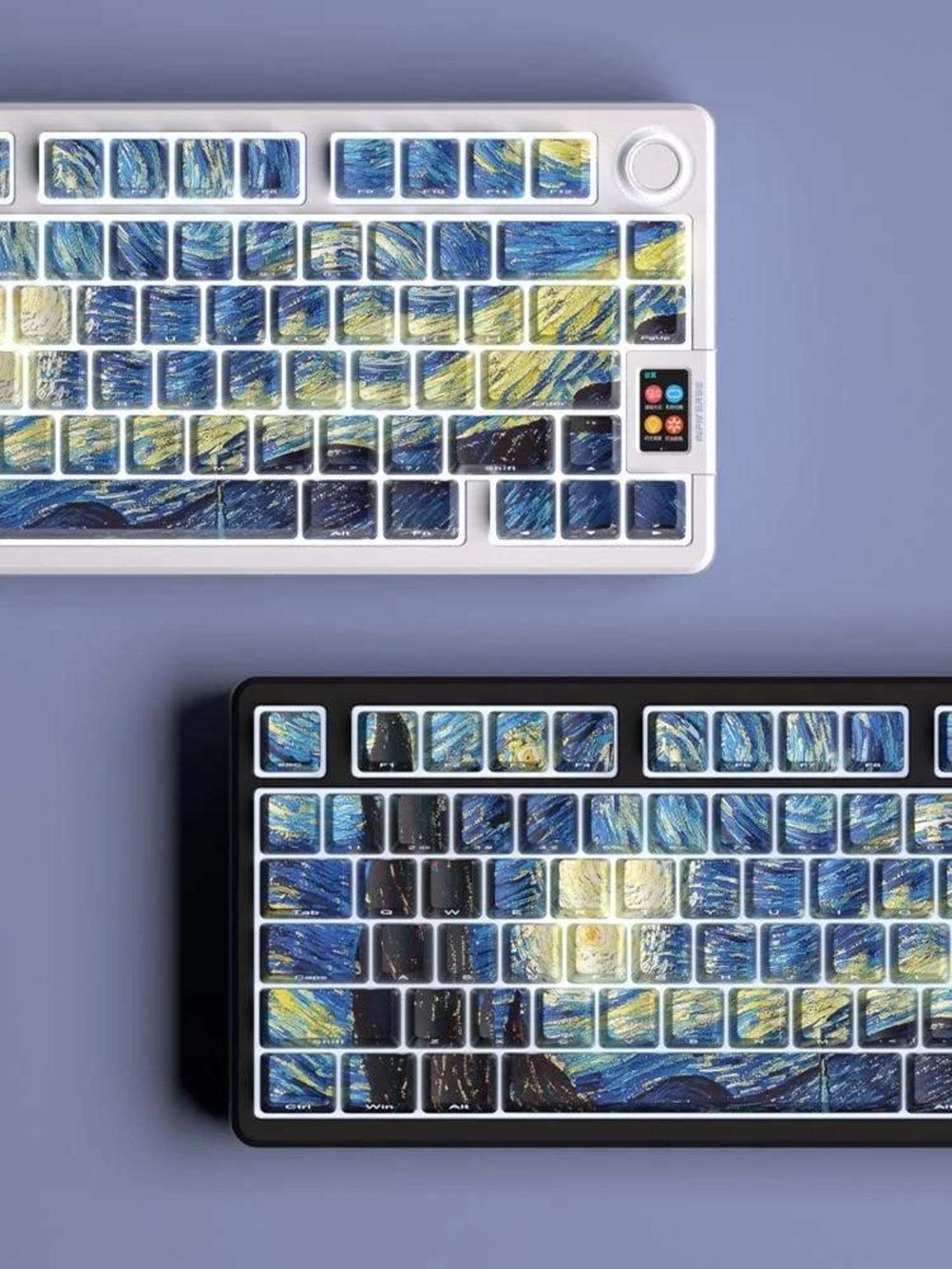 135 Keys Van Gogh Keycaps Translucent PBT Double Shot Side Print Shine ...