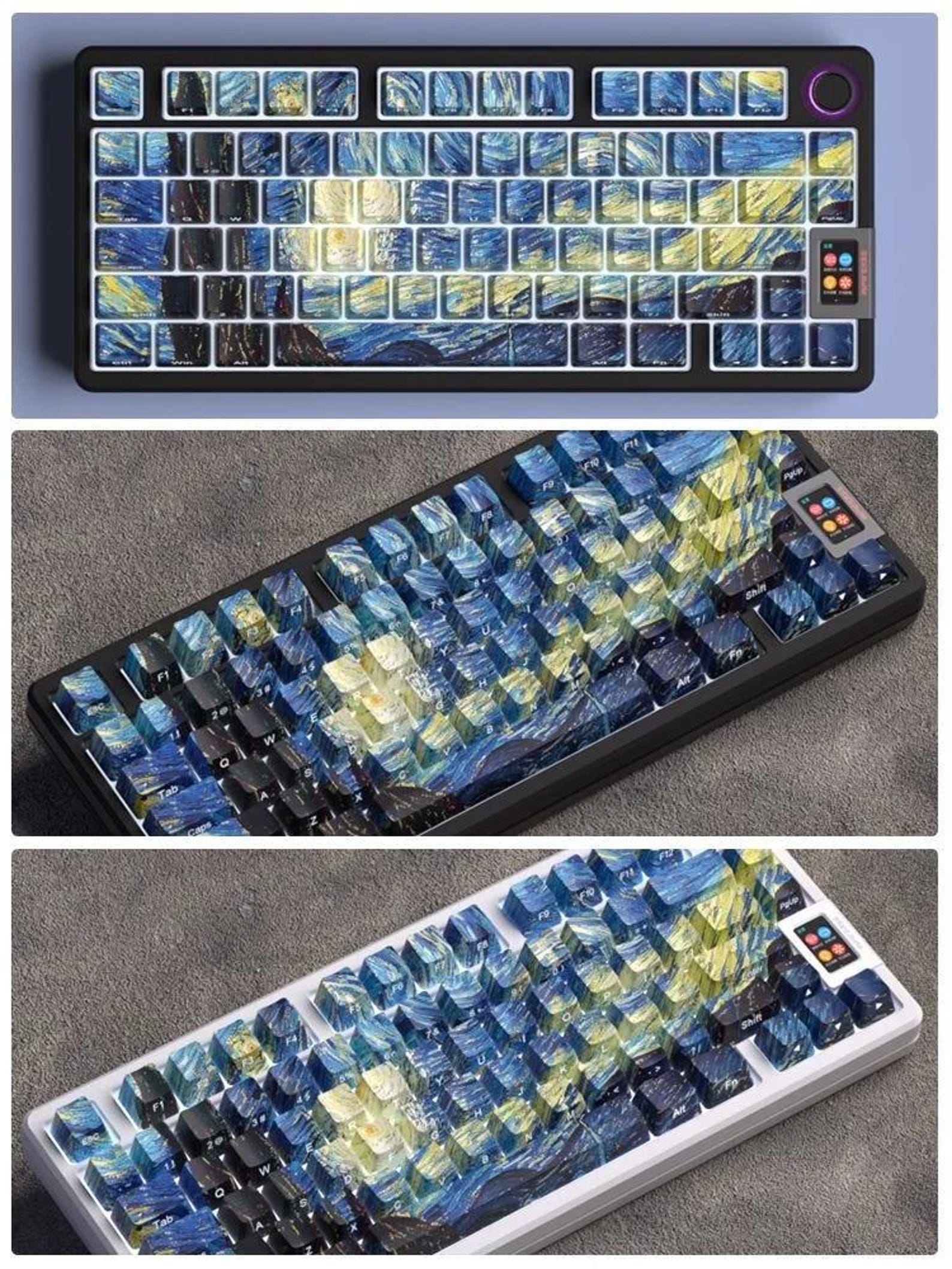 135 Keys Van Gogh Keycaps Translucent PBT Double Shot Side Print Shine ...