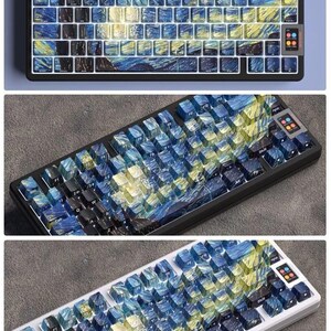 135 Keys Van Gogh Keycaps Translucent PBT Double Shot Side Print Shine ...