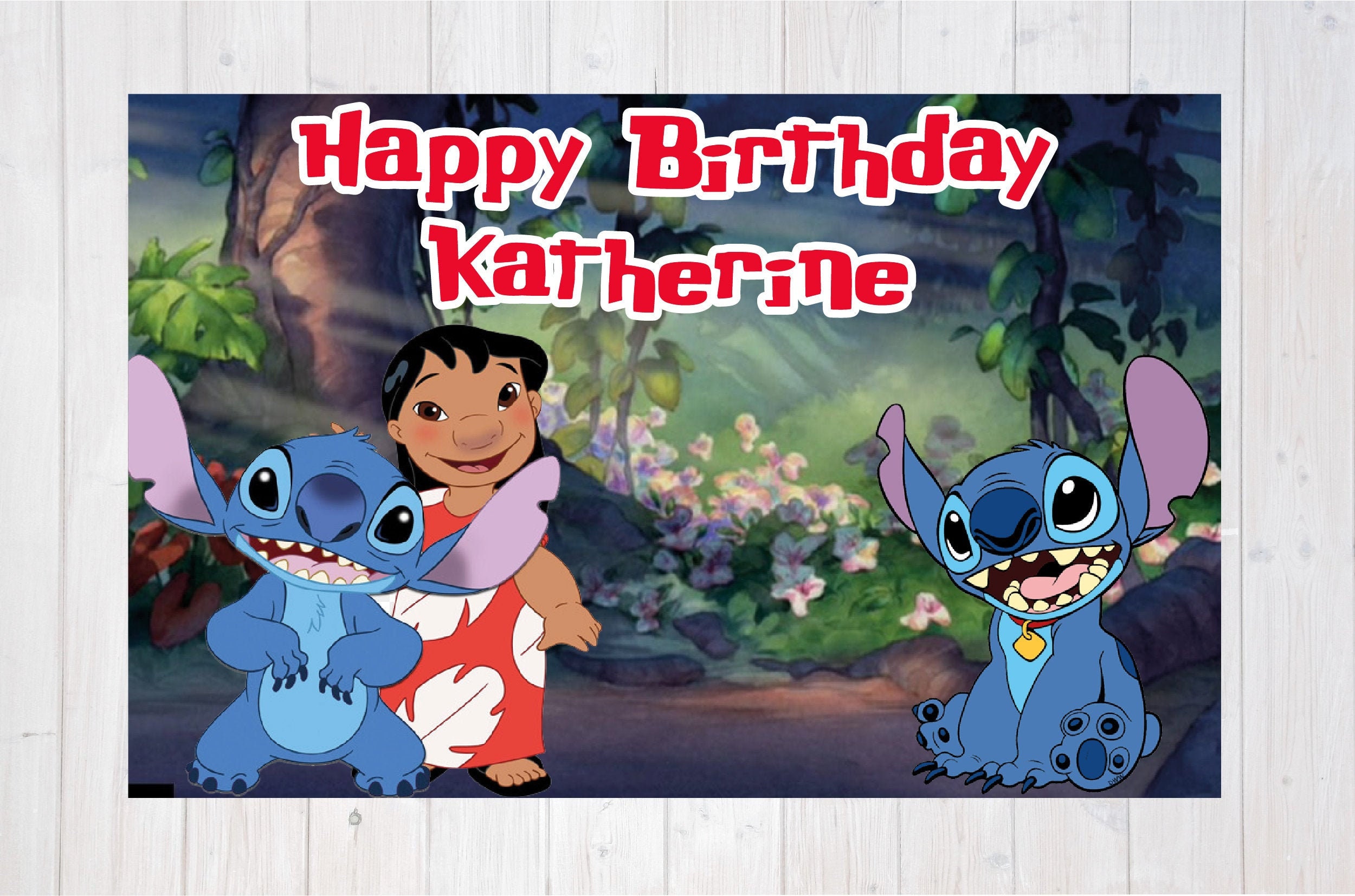Lilo y Stitch Birthday Banner Backdrop Wall Art Decor Custom | Etsy