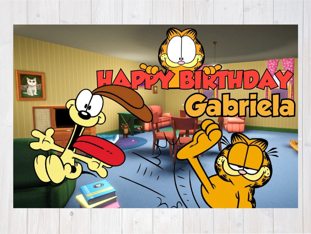 Garfield Digital File Birthday Banner Backdrop Wall Art Decor Custom ...