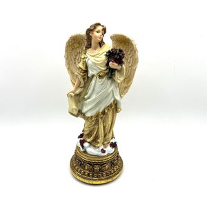 Musical Angel Figurine on Ornate Pedestal Brother and Sister Design ...