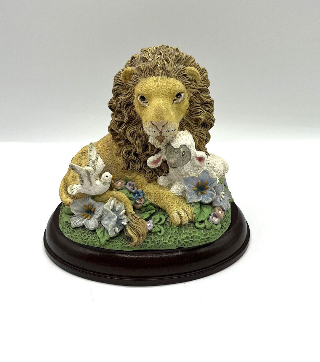 Lion Lamb Dove Figurine Peaceful Trio With Great Detail and Wooden ...