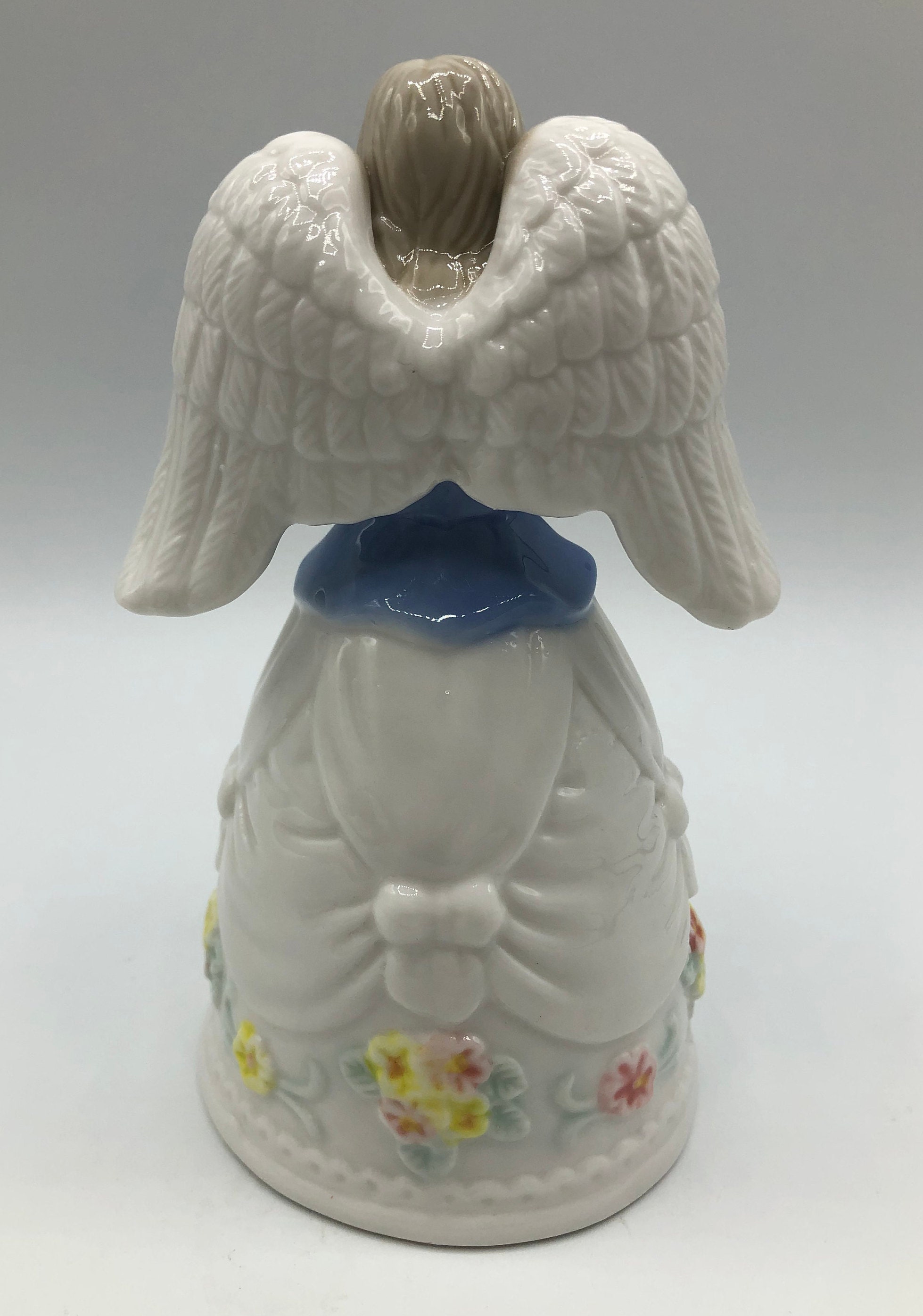 Porcelain Angel Bell Dressed in White and Blue Holding a - Etsy