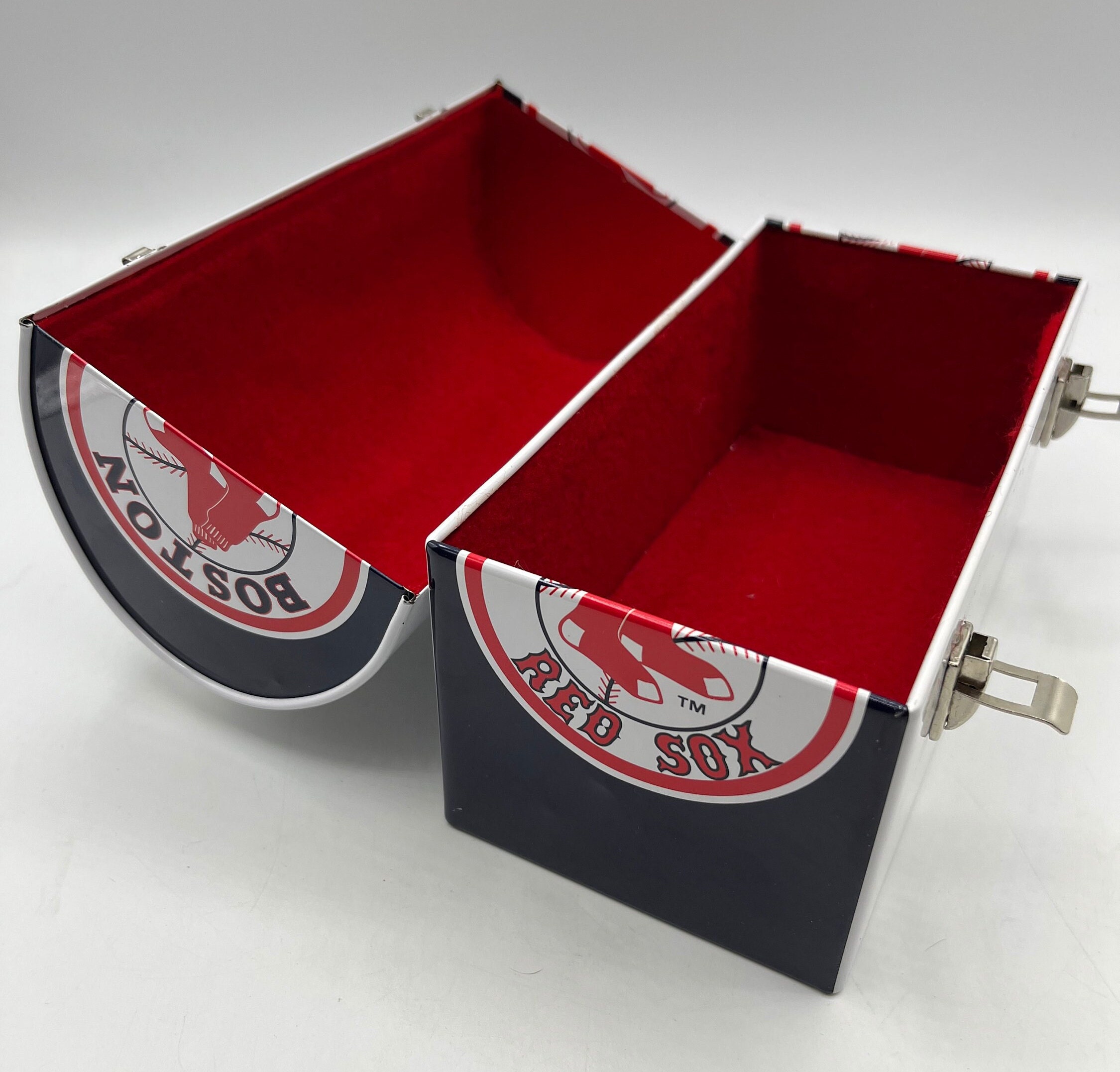 Boston Red Sox Stadia Tins Toolbox Purse Snack Box W Red Fabric Lining ...