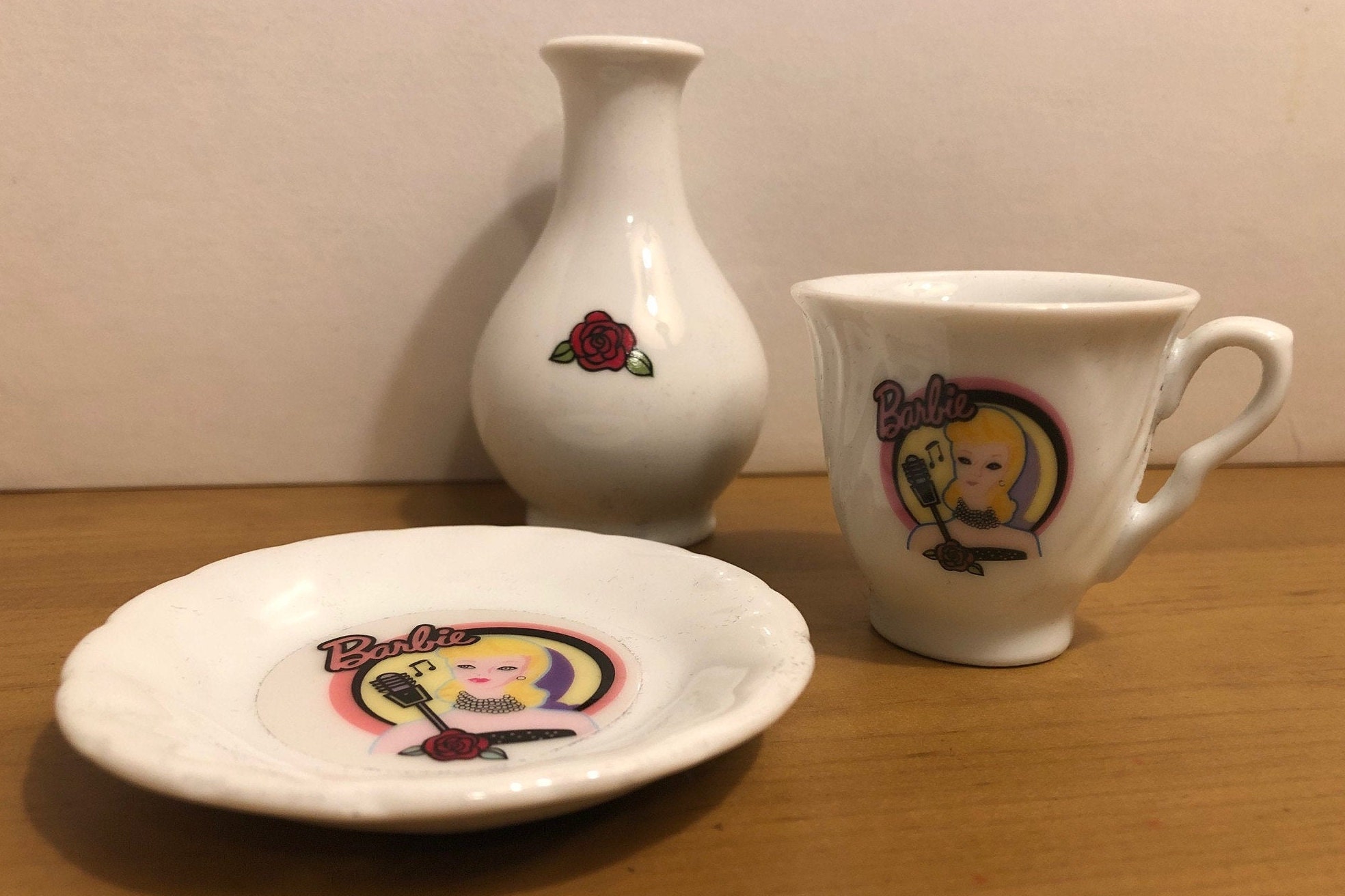 Vintage Barbie Tea Set - Cup, Saucer and Carafe With Retro Barbie Image ...