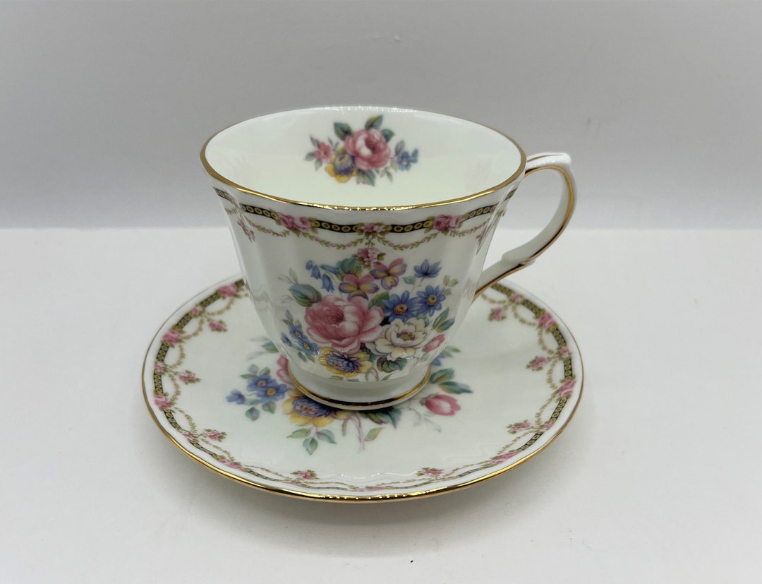Duchess Fine Bone China Est 1888, Cup and Saucer Spring Flowers Gold ...