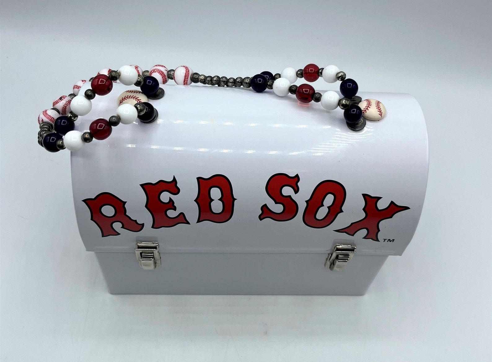 Boston Red Sox Stadia Tins Toolbox Purse Snack Box W Red Fabric Lining ...