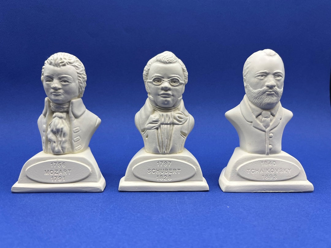 Mozart, Schubert, Tchaikovsky Ceramic Unpainted Busts Set of 3 Famous ...