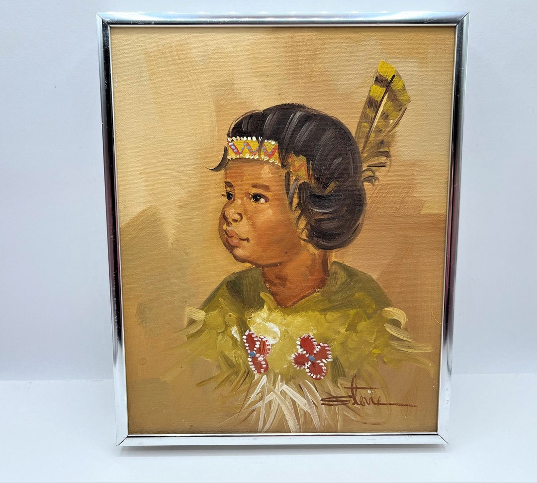 Original Oil Painting of Native American Girl Signed by Artist Stone ...