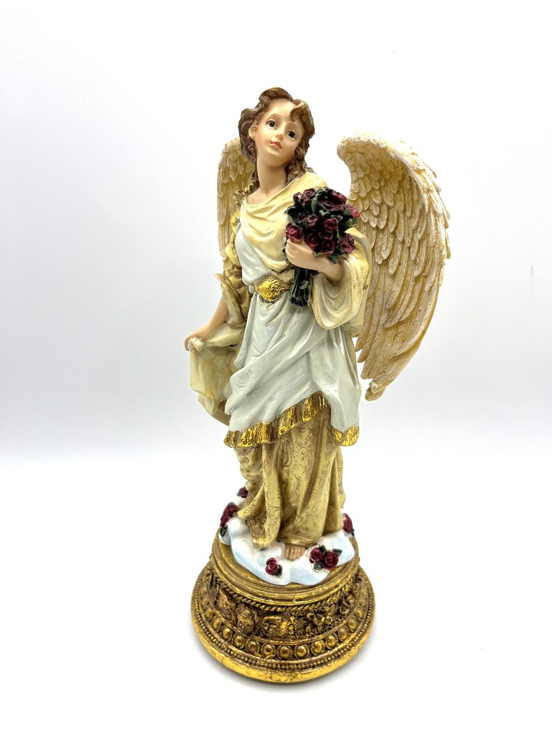 Musical Angel Figurine on Ornate Pedestal Brother and Sister Design ...
