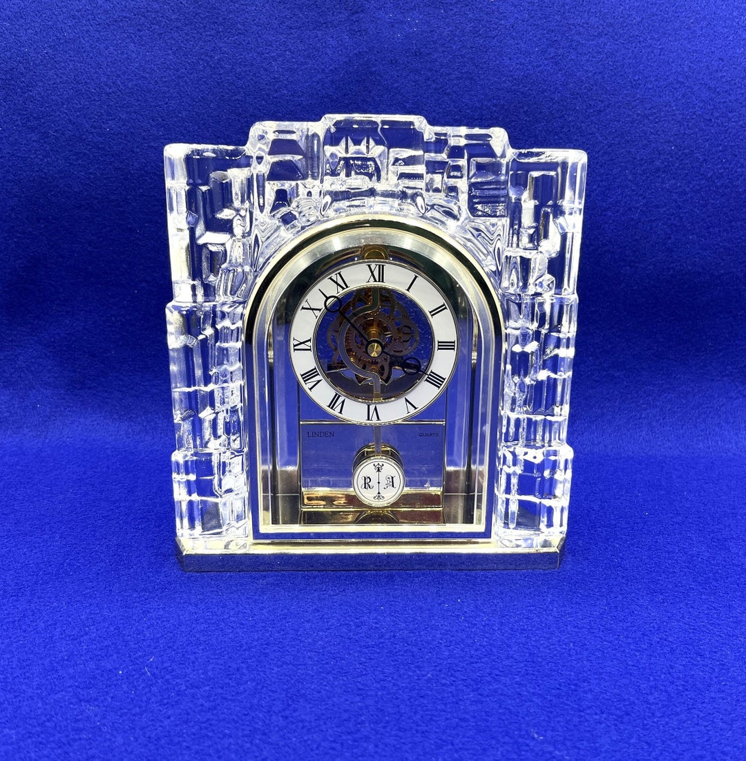 Crystal Skeleton Clock by Linden Quartz Movement Stunning Art Deco ...