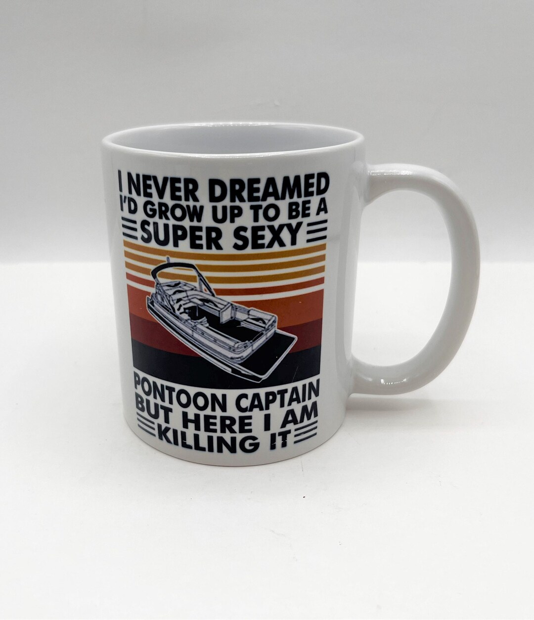 Pontoon Boat Captain Mug, Porcelain Captain's Mug. 10 Oz. - Etsy