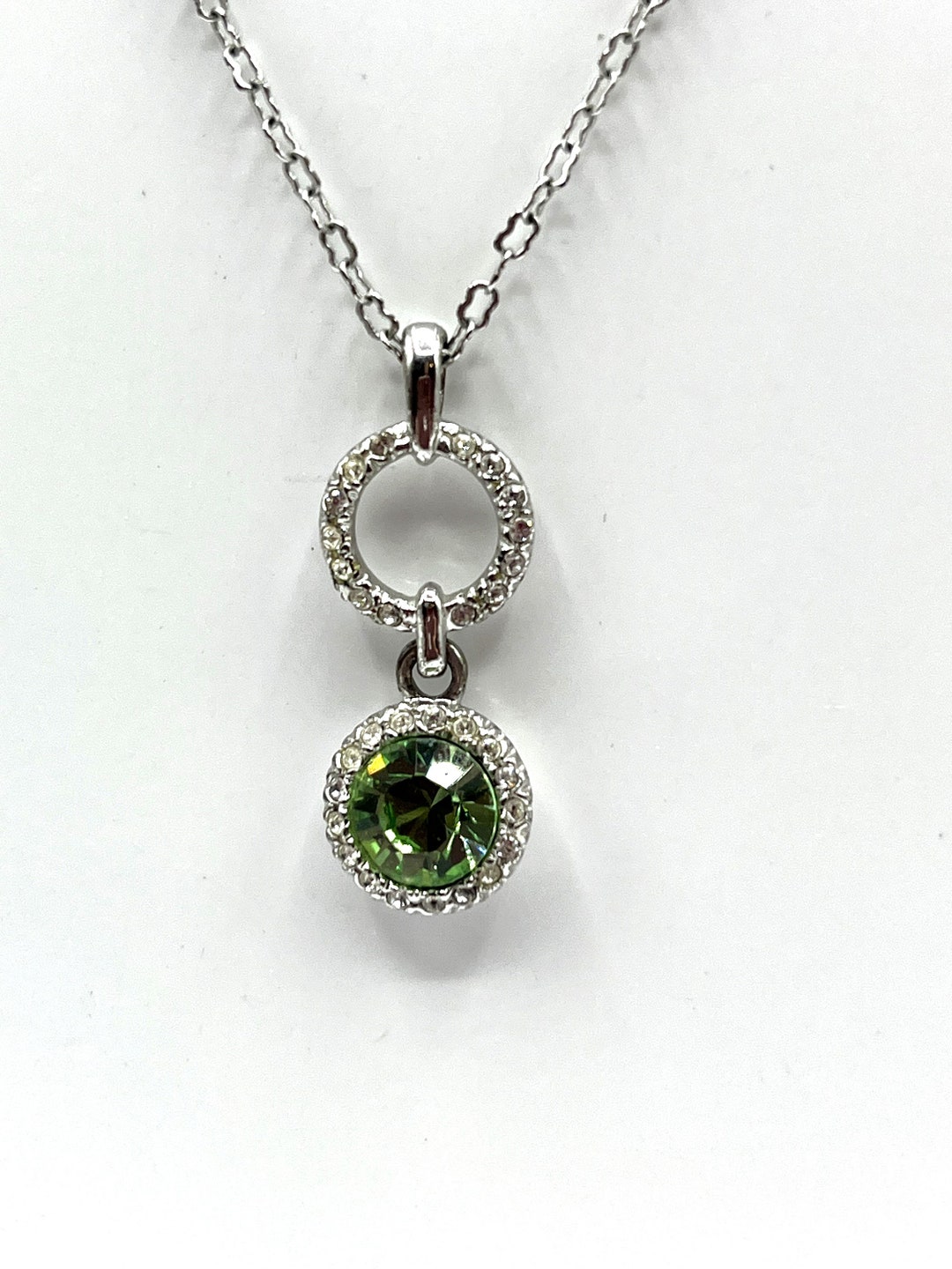 Oliver Weber Necklace Rhodium Plated Nickel Free With Large Peridot ...