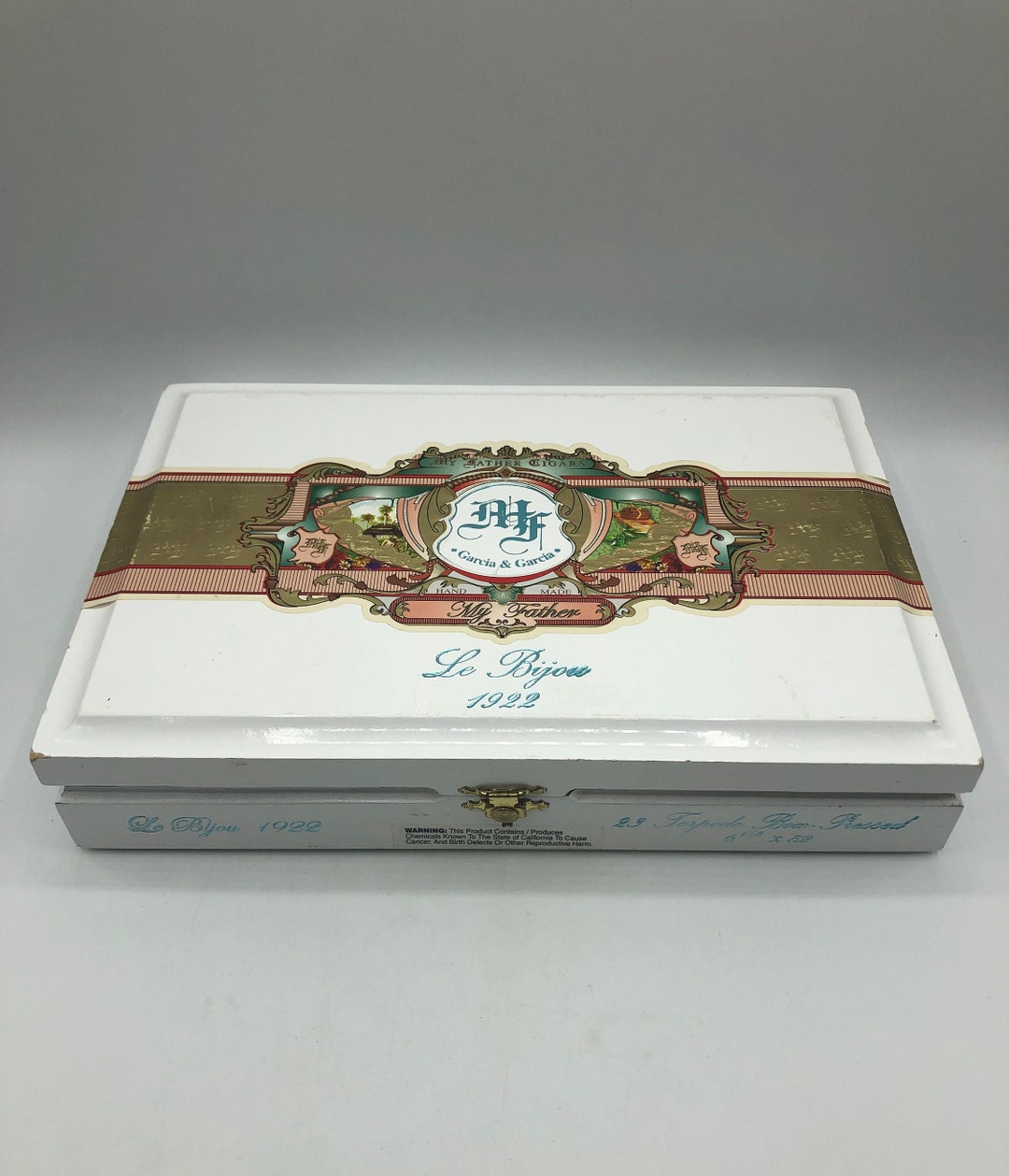 Vintage Hinged Cigar Box, My Father Cigars Garcia & Garcia, White ...