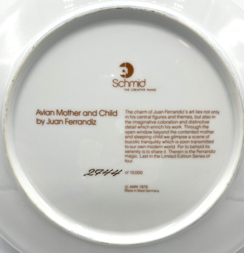 1979 Avian Mother and Child by Juan Ferrandiz Collectible Plate Limited ...