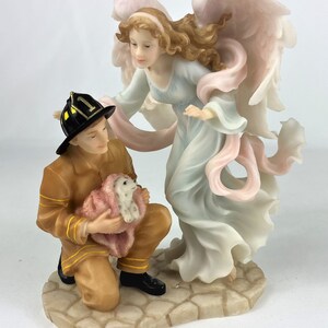 Seraphim Classics Caring Touch Angel With Fireman Heaven on Earth ...