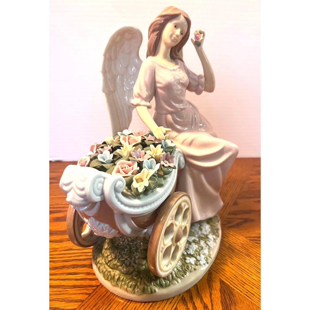 Angel Figurine by O'well Floral Cart in Pastel Tones Porcelain ...