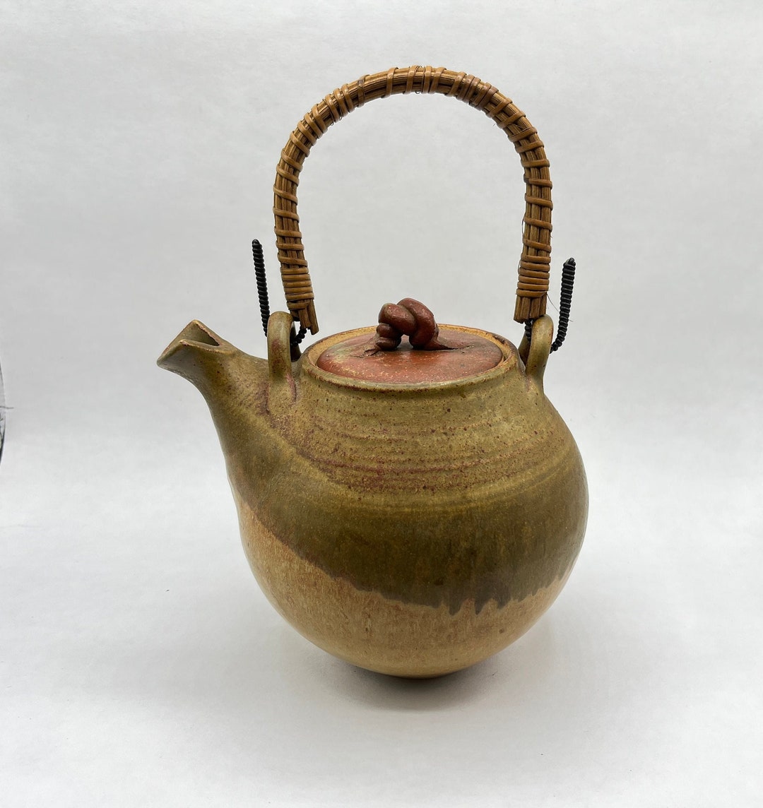 Vintage Mid-century Pottery Tea Pot With Lid and Handle. Hand Crafted ...