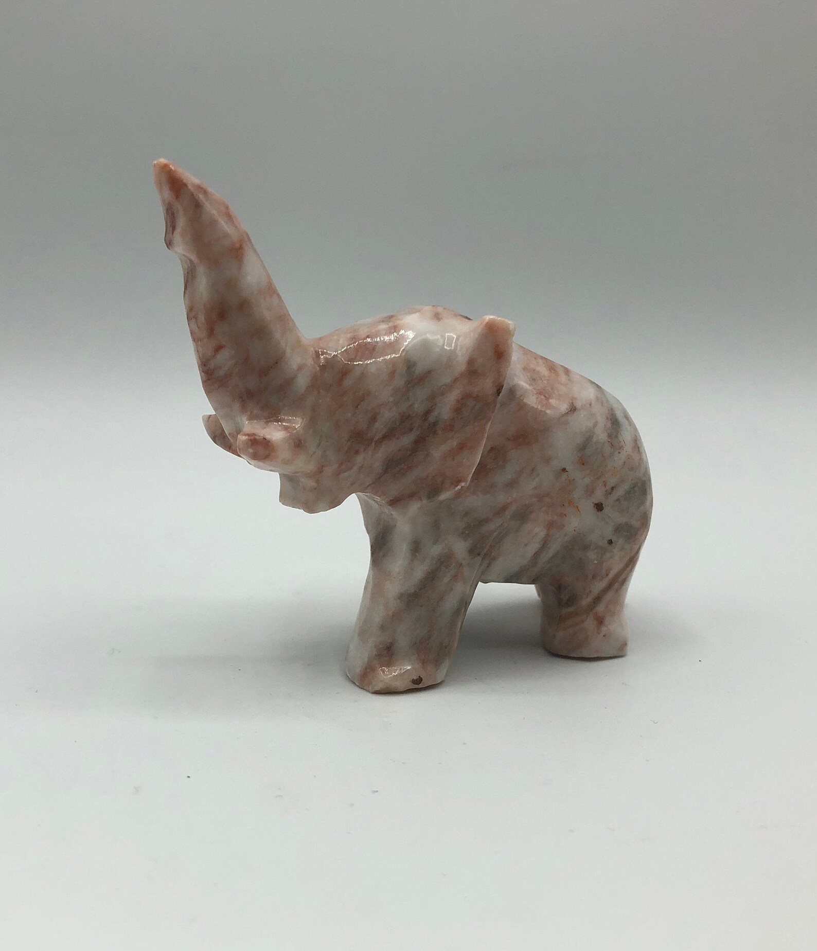 Pink Marble Onyx Elephant Figurine. Rare, Hand Carved Elephant With ...