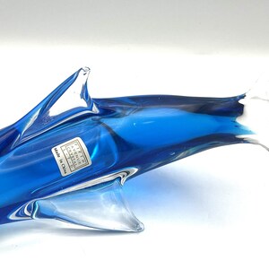 Large Crystal Blue Glass Art Dolphin by Fifth Avenue Crystal LTD Deep ...
